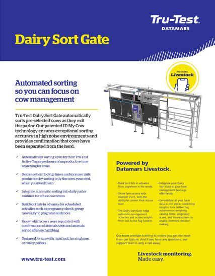 Dairy Sort Gate Datasheet Tru Test Datamars