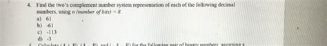Solved Find The Twos Complement Number System