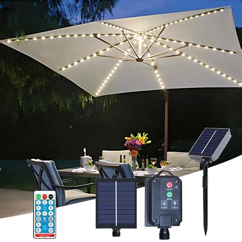 Patio Umbrella Lights Battery Operated 104 Bright Leds 8 Modes Parasol