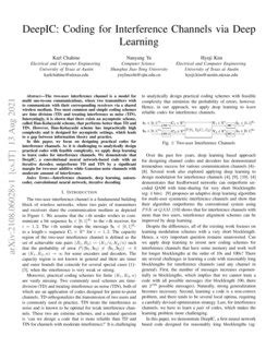 DeepIC Coding For Interference Channels Via Deep Learning DeepAI