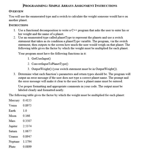 Solved Programming Simple Arrays Assignment