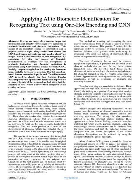applying ai to biometric identification for recognizing text using one hot encoding and cnn