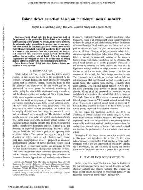Fabric Defect Detection Based On Multi Input Neural Network Pdf Artificial Neural Network