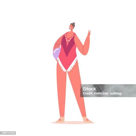 체조 소녀 착용 유니폼 홀딩 공 에 손 쇼 승리 제스처 선수 여성 캐릭터 경쟁 준비 스포츠에 대한 스톡 벡터 아트 및 기타 이미지 스포츠 아이 Championship