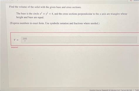 Solved Find The Volume Of The Solid With The Given Base And Chegg