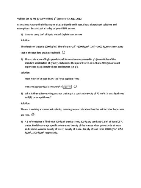problem set 1 with answers pdf pdf density pressure