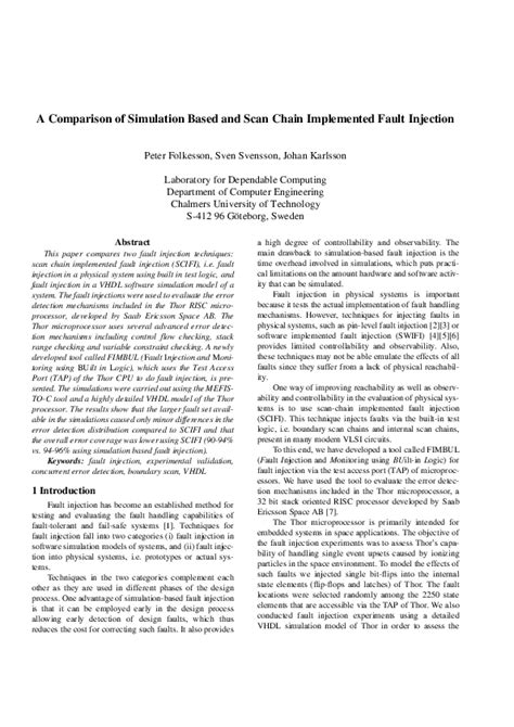 Pdf A Comparison Of Simulation Based And Scan Chain Implemented Fault