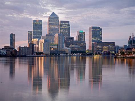 Canary Wharf From Limehouse Reach Sunrise By Europe City Wallpapers
