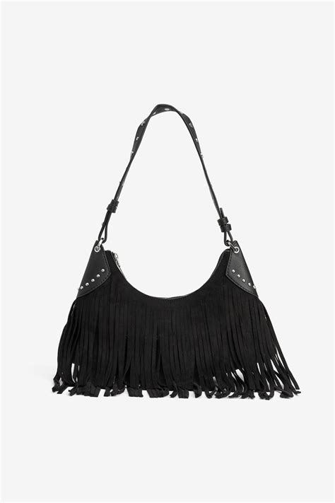 Bolso Negro Con Flecos 10066495000 Tiffosi