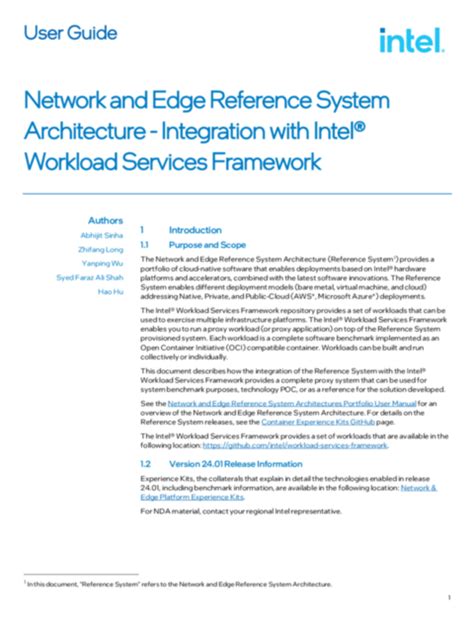 Network And Edge Reference System Architectures Integration With Intel® Workload Services