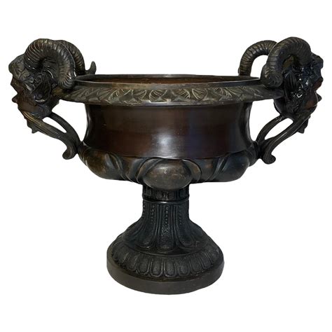 Large Substantial Bronze Urn With Mythological Figures In Bas Relief