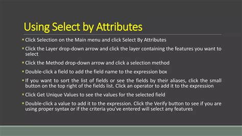 Querying The Data And Selecting Features In Arc Gis Pptx