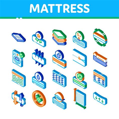 Mattress Orthopedic Isometric Icons Set Vector 18017860 Vector Art At Vecteezy