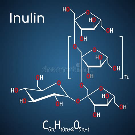 Inulin Molecule Structural Chemical Formula On The Dark Blue