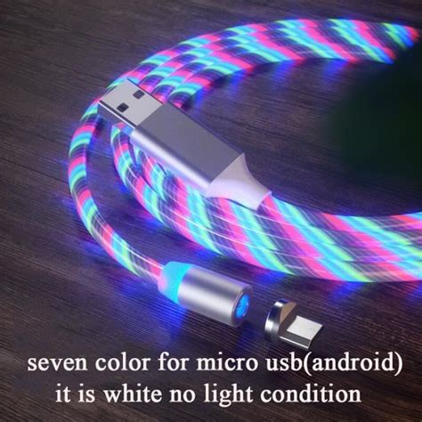 Câble Téléphonecâble Magnétique Led Usb Type C Micro Usb 8 Broches