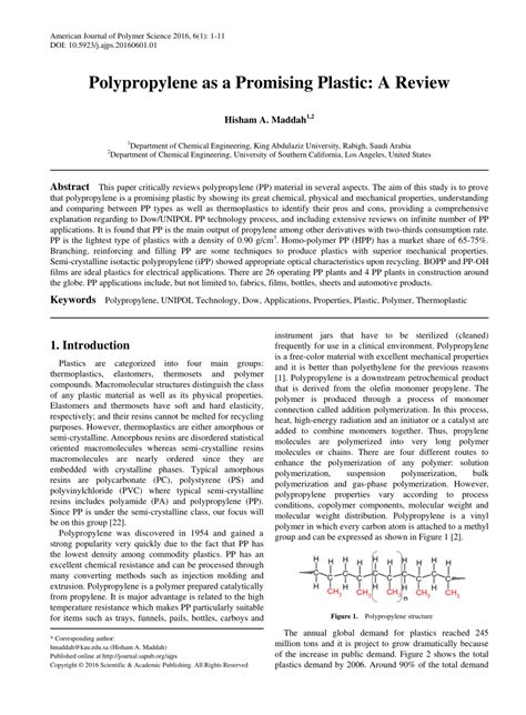 Degree Of Polymerization Of Polypropylene