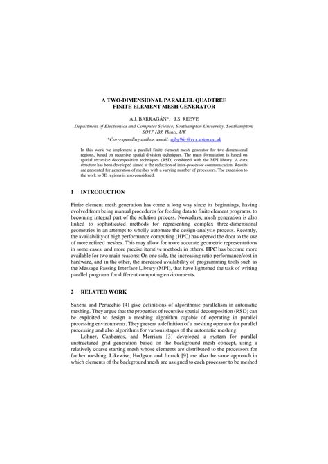 pdf a two dimensional parallel quadtree finite element mesh generator