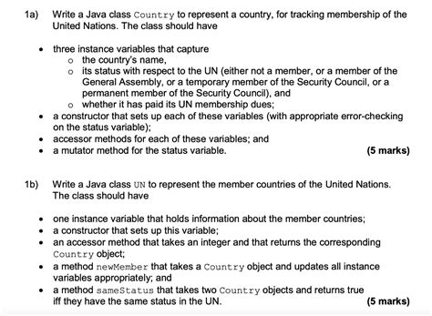 Solved 1a Write A Java Class Country To Represent A