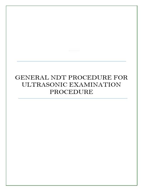 General Procedure For Ultrasonic Examination Procedure Pdf Nondestructive Testing Calibration