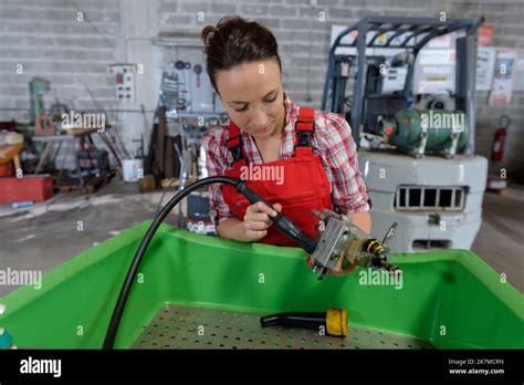 Female Working On Assembling Circuit Components Stock Photo Alamy