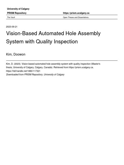 vision based automated hole assembly system with quality inspection