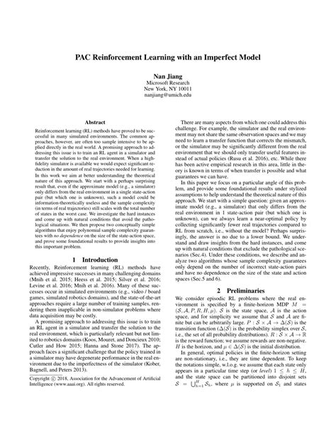Pdf Pac Reinforcement Learning With An Imperfect Model