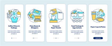 개념이 있는 모바일 앱 페이지 화면 온보딩 식품 버릇없는 종이 폐기물 개념에 대한 스톡 벡터 아트 및 기타 이미지 개념 그래픽 사용자 인터페이스 디자인 Istock