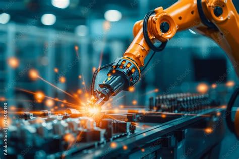Precision Welding With Robotic Arm Technology In Industrial Settings Stock Illustration Adobe
