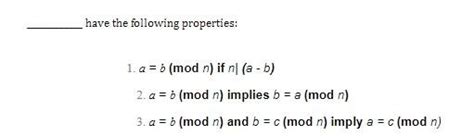 solved have the following properties 1 a b modn if