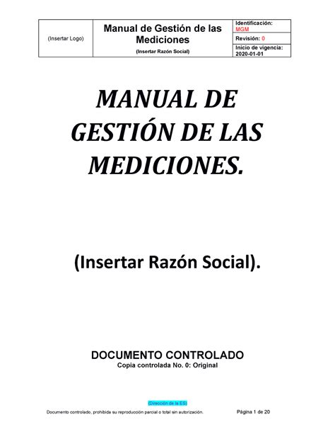 Mgm Manual De Gestión De Las Mediciones Insertar Logo Manual De