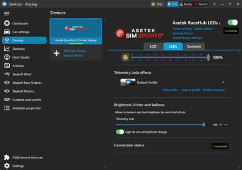 Setup SimHub Features Asetek Simsports