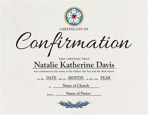 Custom Confirmation Certificate Oldlutheran