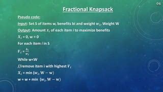 Greedy Algorithm Fractional Knapsack PPTX Technology Computing