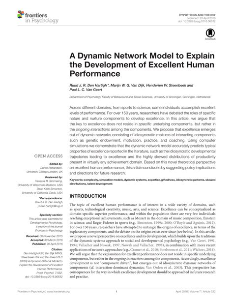 Pdf A Dynamic Network Model To Explain The Development Of Excellent Human Performance