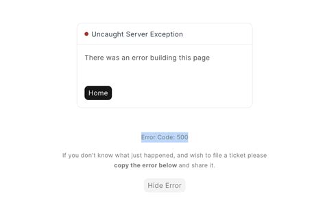 Uncaught Server Exception There Was An Error Building This Page Error