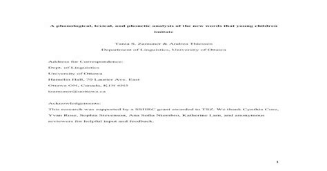 Pdf A Phonological Lexical And Phonetic Analysis Of The New
