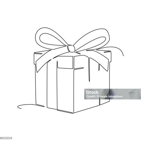 리본과 활이있는 크리스마스 선물 상자 연속 선 벡터 일러스트레이션입니다 패키지 서프라이즈 패키지 12월에 대한 스톡 벡터 아트 및 기타 이미지 Istock