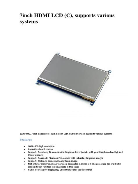 Raspberry Pi 7 Inch Hdmi Lcd Usb Touch Pdf Raspberry Pi Computer Monitor