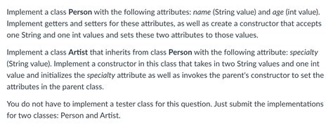 Solved Implement A Class Person With The Following
