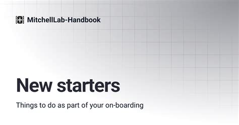 New Starters Mitchelllab Handbook