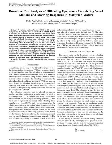 Pdf Downtime Cost Analysis Of Offloading Operations Considering Vessel Motions And Mooring