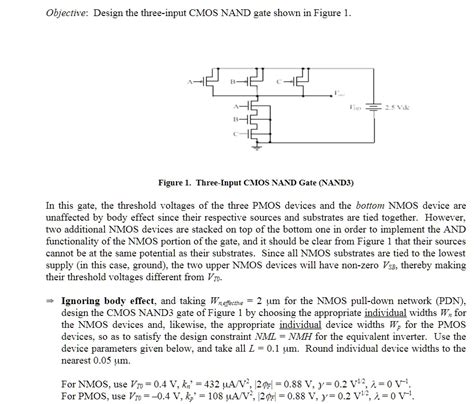 Objective Design The Three Input Cmos Nand Gate Shown In Figure 1 25vd Figure 1 Three Input Cmos