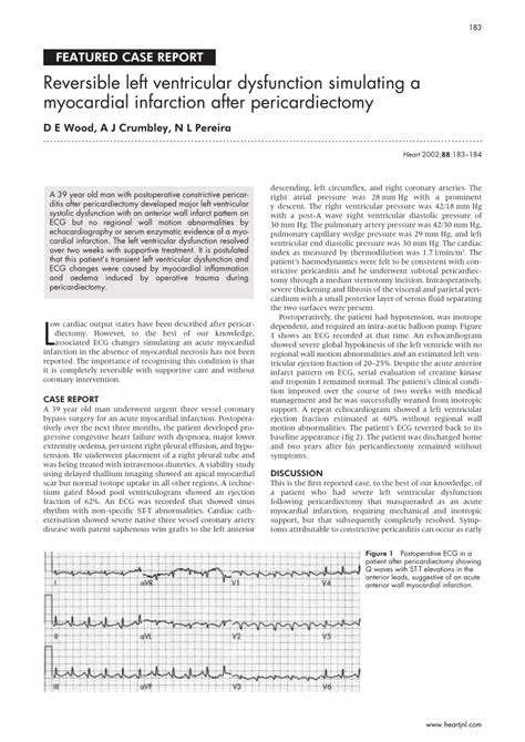 Pdf Reversible Left Ventricular Dysfunction Simulating A Myocardial Infarction After