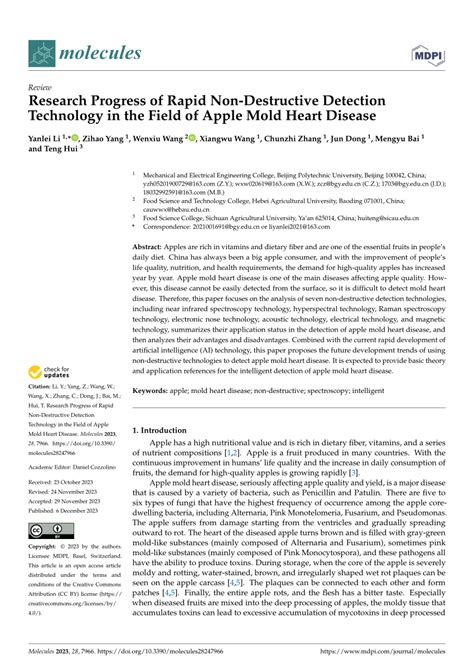 Pdf Research Progress Of Rapid Non Destructive Detection Technology In The Field Of Apple Mold
