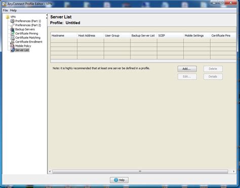 Solved Anyconnect Profile Editor Server List And Backup Servers