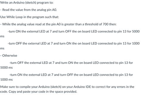 Solved Write An Arduino Sketch Program To Read The