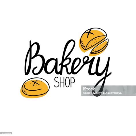 베이커리 숍 엠블럼 베이커리 홈메이드 식품 포장용 손으로 그린 낙서 라벨 현지 제품 간단한 스탬프 라인 빵이있는 문자 텍스트