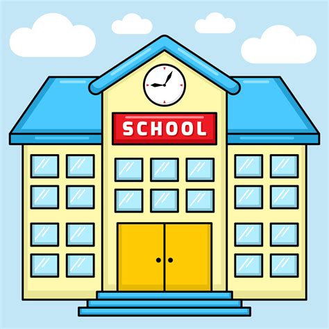 Vector Of Colorful School Building With Cartoon Style Back To School