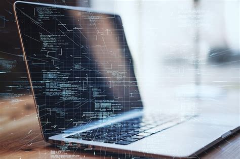 Premium Photo Close Up Of Laptop With Creative Glowing Coding Big