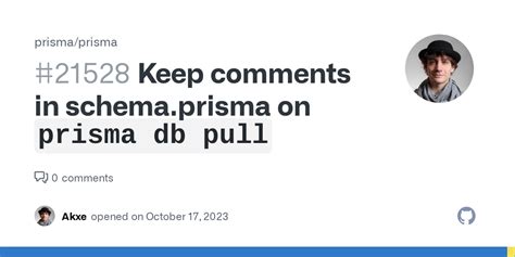 Keep Comments In Schemaprisma On `prisma Db Pull` · Issue 21528 · Prismaprisma · Github